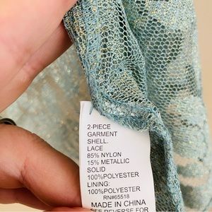 Patra | Tops | Plus Patra Nwt Spearmint Floral Metallic Sheer Lace Open ...